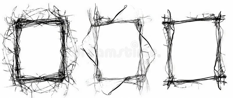 Frame Set. Dotted, Stippled and Paint Brush Black Border Element ...