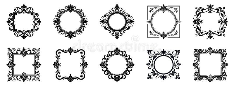 Frame Set, Ornate Frame Set, Linework, Modern, Intricate Patterns ...