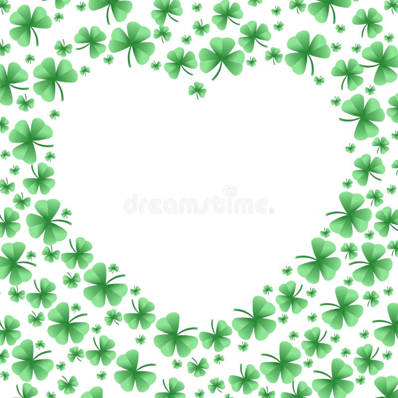 Frame in the Shape of a Heart with Clover Leaves Stock Vector ...