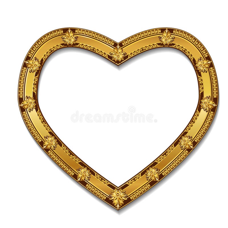 Frame in the Shape of Heart Gold Color with Shadow Stock Vector ...