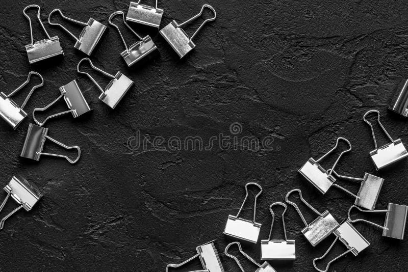 Frame of Silver Paper Binder Clips Top View. Office Supplies Pattern ...