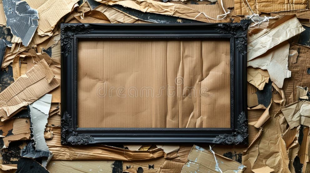 A Frame Sits Atop a Stack of Torn Paper, Ideal for Use in Images about ...