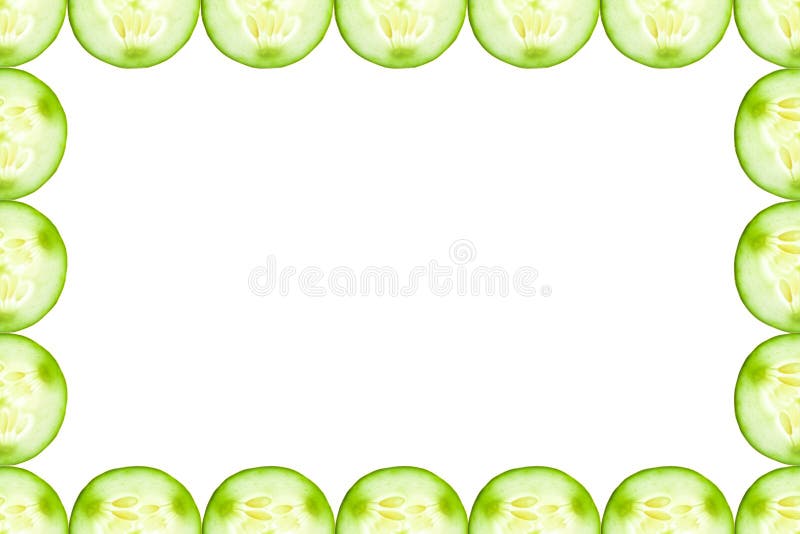 Frame from Slices of Fresh Cucumber on White Background Stock Image ...