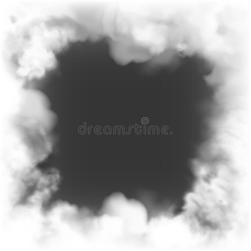 Smoke Frame, Horizontal Border, White Smog Clouds Stock Vector ...