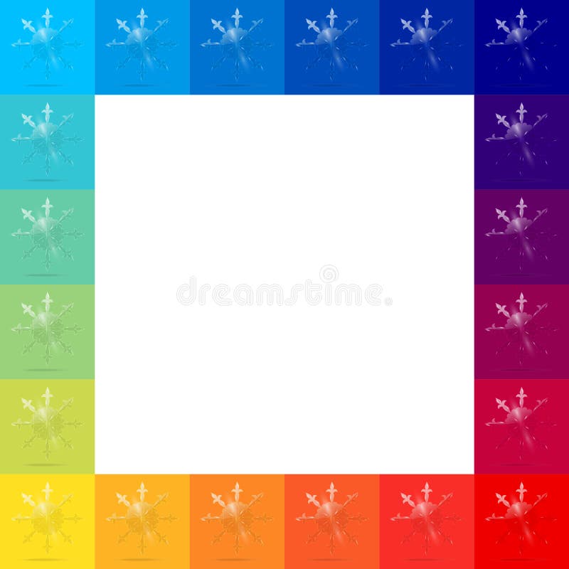 Frame with Snowflakes in Spectrum Colors Stock Vector - Illustration of ...