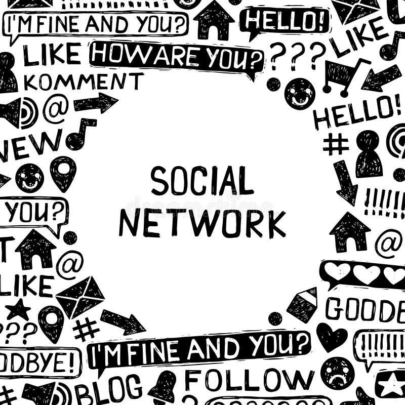 Frame Social Media Icons Sketch Vector Set Stock Illustration ...