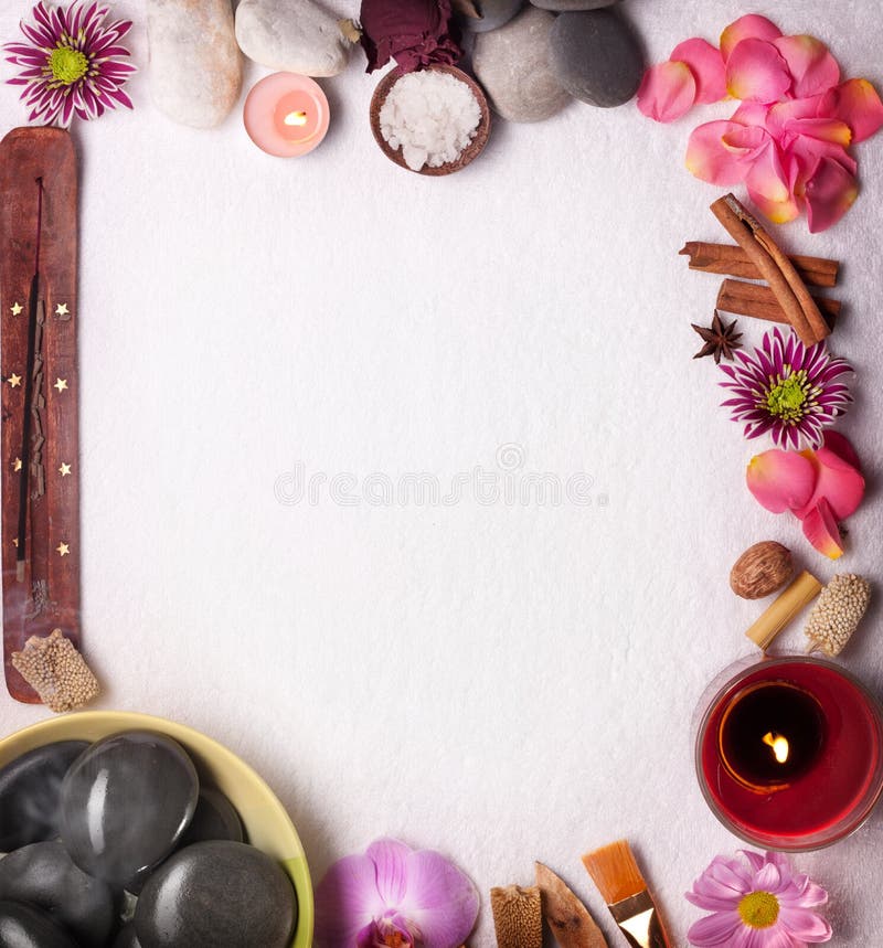 Frame of spa accessories stock image. Image of salt, aroma - 18250517
