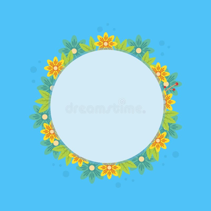 Frame with Spring Flower on Blue Background Stock Vector - Illustration ...