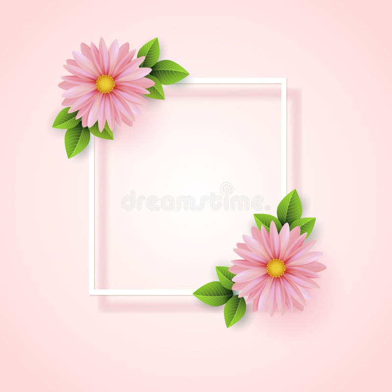 Frame of Spring Flowers with Leaves. Spring Sale Banner Stock Vector ...