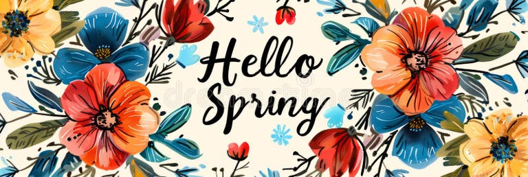 Watercolor Illustration of a Frame of Spring Flowers, Inside the Text ...