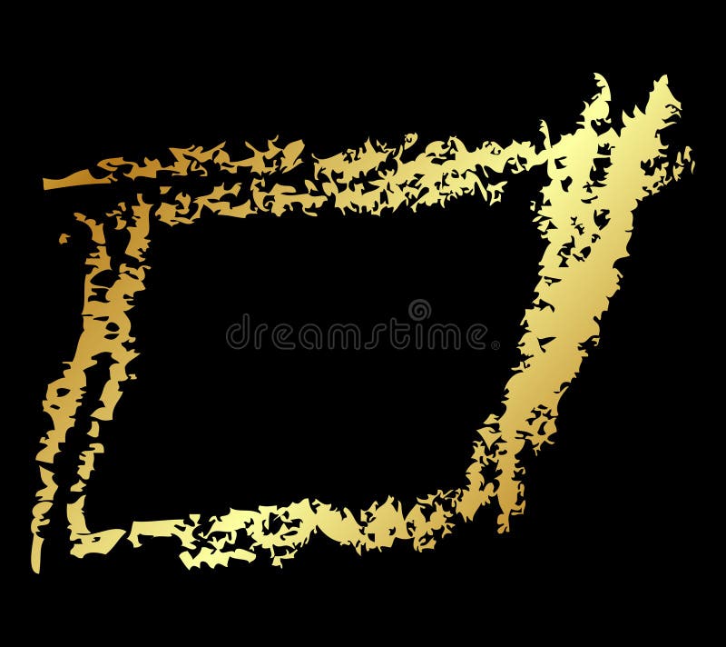 Vector Simple Gold Golden Crayon Sketch Square Frame Stock Vector ...