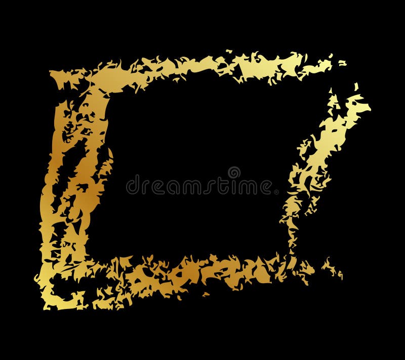 Vector Simple Gold Golden Crayon Sketch Square Frame Stock Vector ...