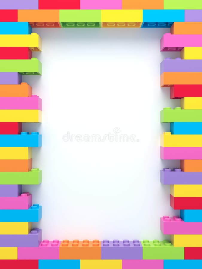 Frame of Stacked Colorful Toy Bricks Stock Illustration - Illustration ...
