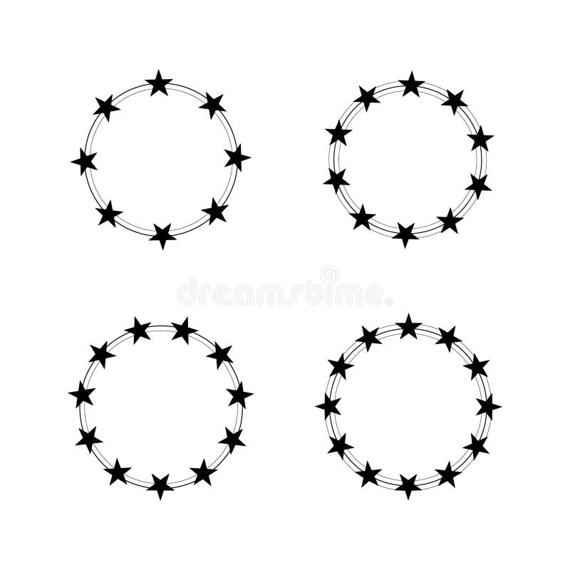 Frame Stars in Circle with Circle Lines Isolated Vector Illustration ...