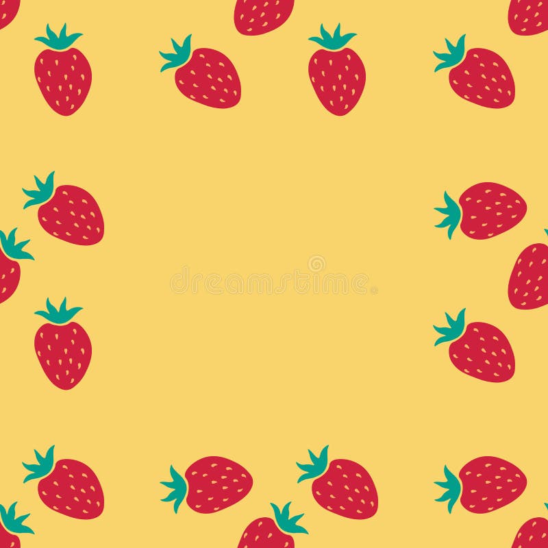 Frame with Seamless Pattern with Cartoon Red Strawberry. Stock Vector ...