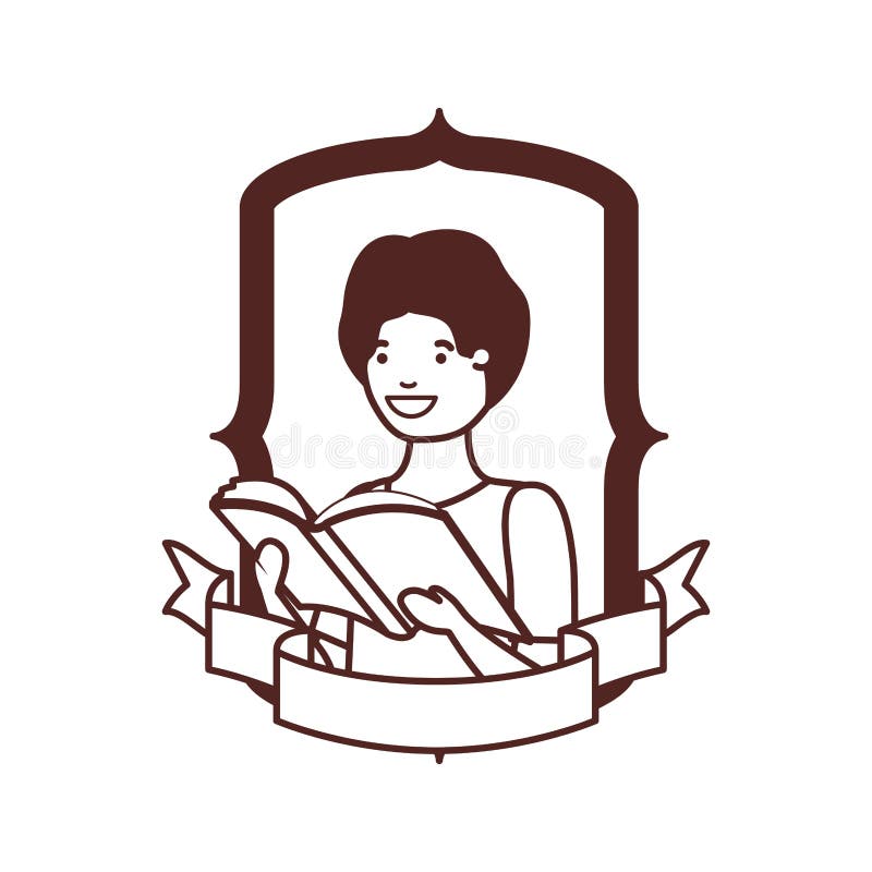 Frame with Student Boy and Reading Book Stock Vector - Illustration of ...