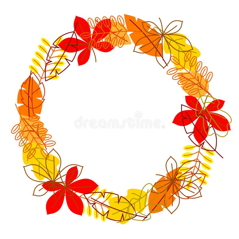 Frame with Stylized Autumn Foliage. Falling Leaves in Simple Style ...