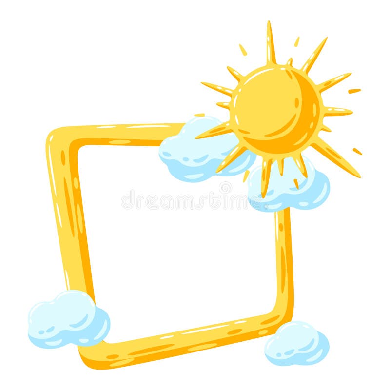 Frame with Sun and Clouds. Cartoon Image of Overcast Sky. Stock Vector ...