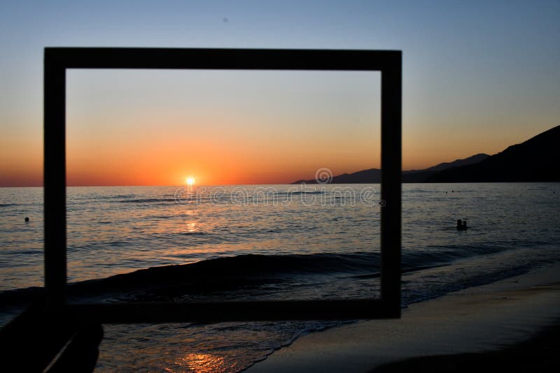 Frame of a sunset stock image. Image of orange, silhouette - 228752349