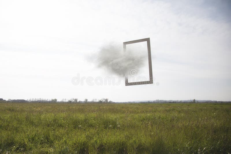 Frame Suspended between Sky and Earth Crossed by a Cloud, Concept of ...
