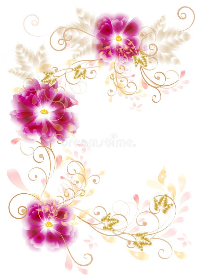 Flowers and Swirls Doodle Vector Border Stock Vector - Illustration of ...