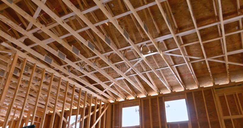 Structure Truss Beams System Newly Built Framing System for a New House ...