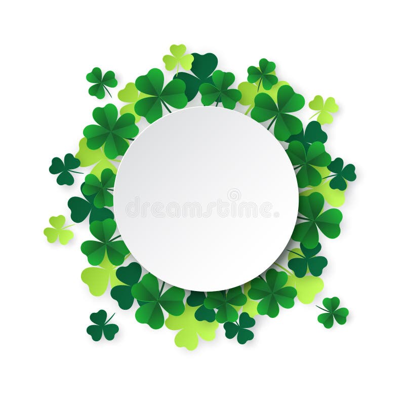 Frame Template with Clover Leaves. Design in Paper Style Stock Vector ...