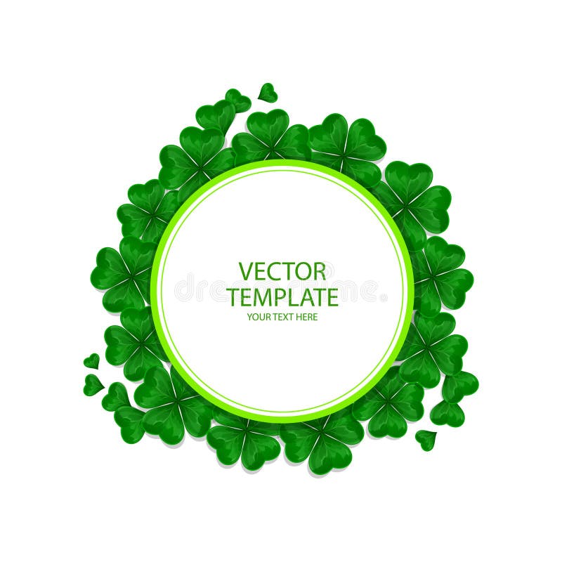 Frame Template from Clover Leaves. Vignette with White Round Negative ...