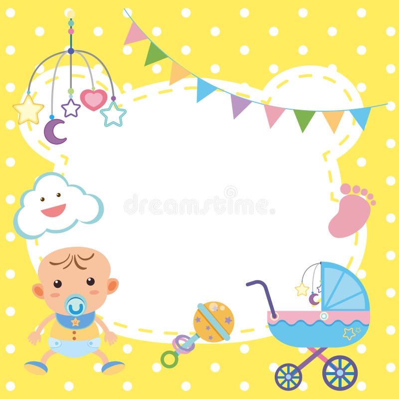 Frame Template Design with Baby Boy Stock Vector - Illustration of ...