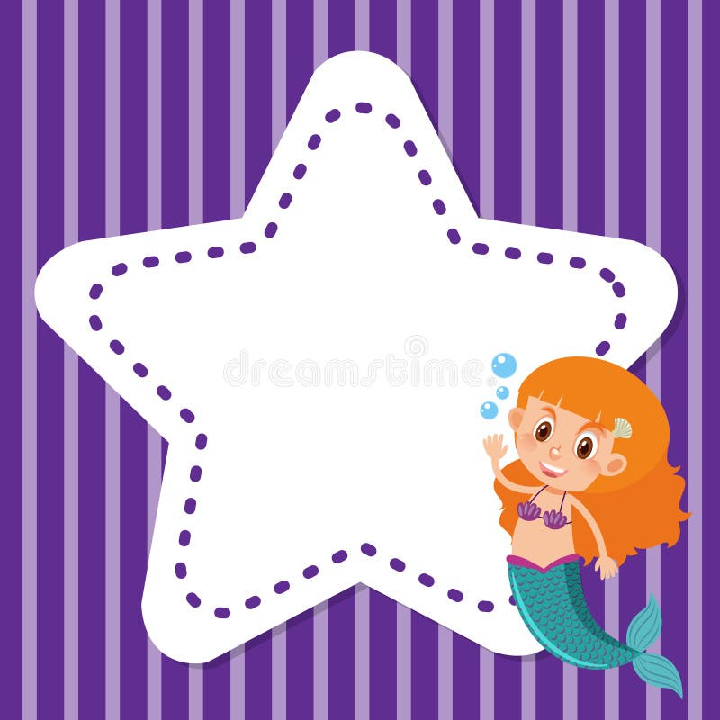 Frame Template Design with Mermaid and Star Stock Vector - Illustration ...