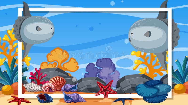 Frame Template Design with Sea Creatures Under the Ocean Stock ...
