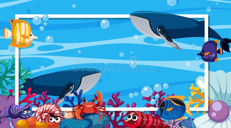 Frame Template Design with Sea Creatures Under the Ocean Stock Vector ...