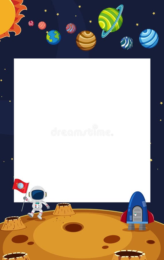 Frame Template Design with Space Theme Stock Vector - Illustration of ...
