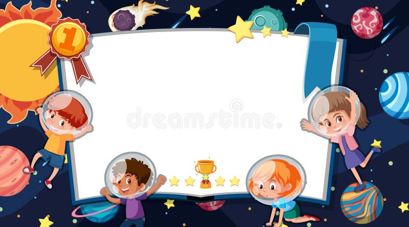 Frame Template Design with Space Theme Stock Vector - Illustration of ...