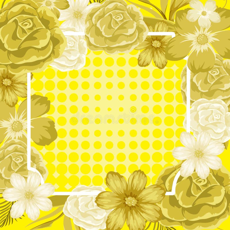 Frame Template Design with Yellow Flowers Stock Illustration ...