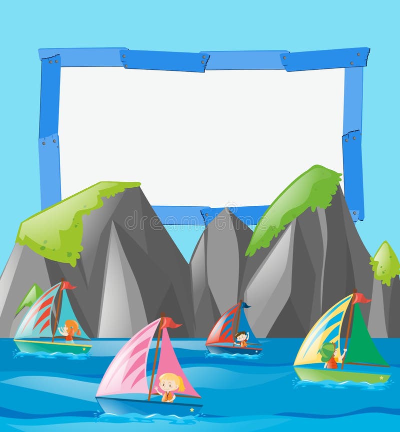 Frame Template with Kids on Boats Stock Vector - Illustration of ...