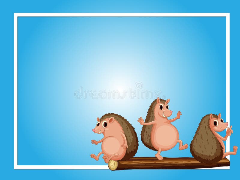 Frame Template with Three Hedgehogs Stock Vector - Illustration of ...