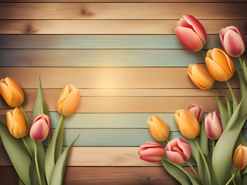 Frame Template with Tulips Background Stock Illustration - Illustration ...