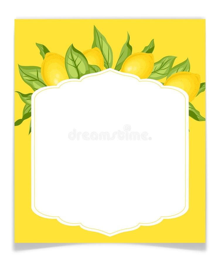 Frame Template on Yellow Background with Lemons Stock Vector ...