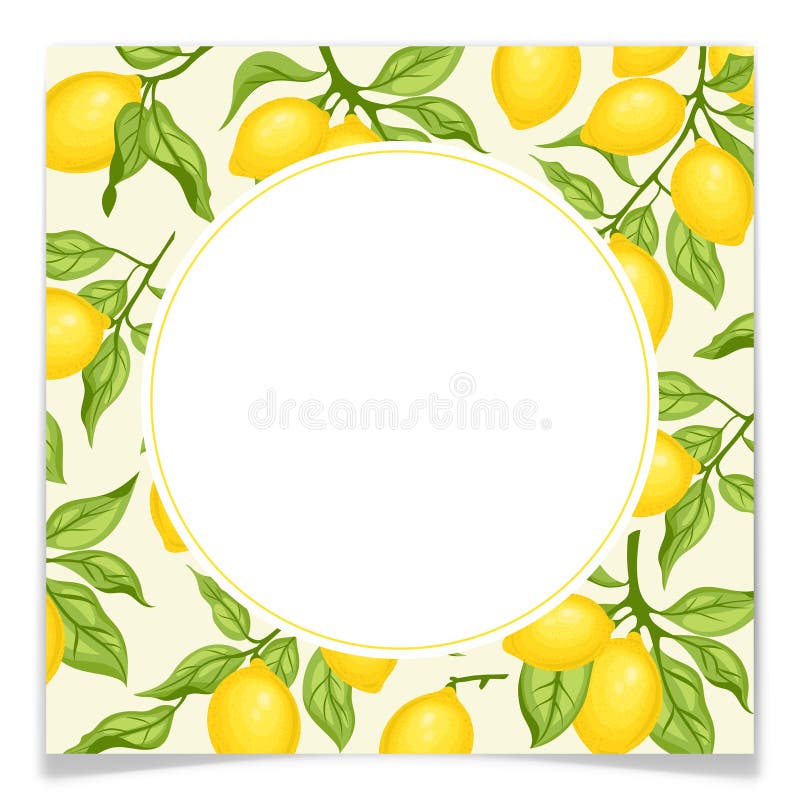 Frame Template on Yellow Background with Lemons Stock Vector ...