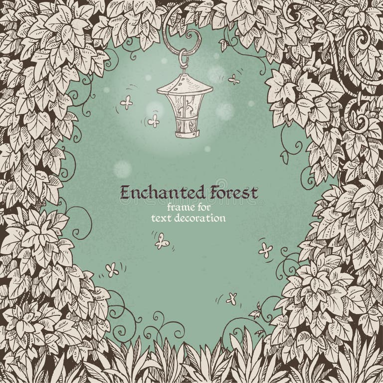 Frame for Text Decoration Enchanted Forest Stock Vector - Illustration ...