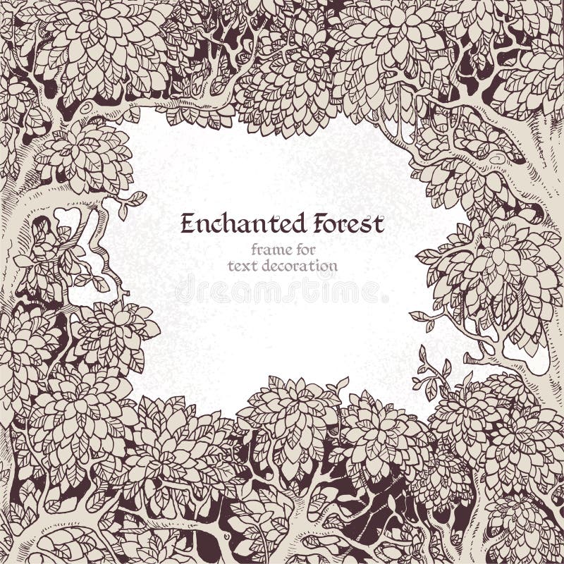 Frame for Text Decoration Enchanted Forest Stock Vector - Illustration ...