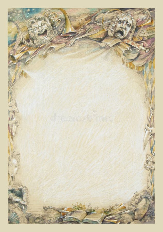 Theater mask frame stock vector. Illustration of backgrounds - 24185783