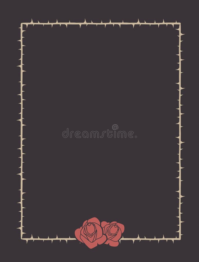 Frame of Thorns with Two Roses on Its Bottom, Isolated on Dark ...