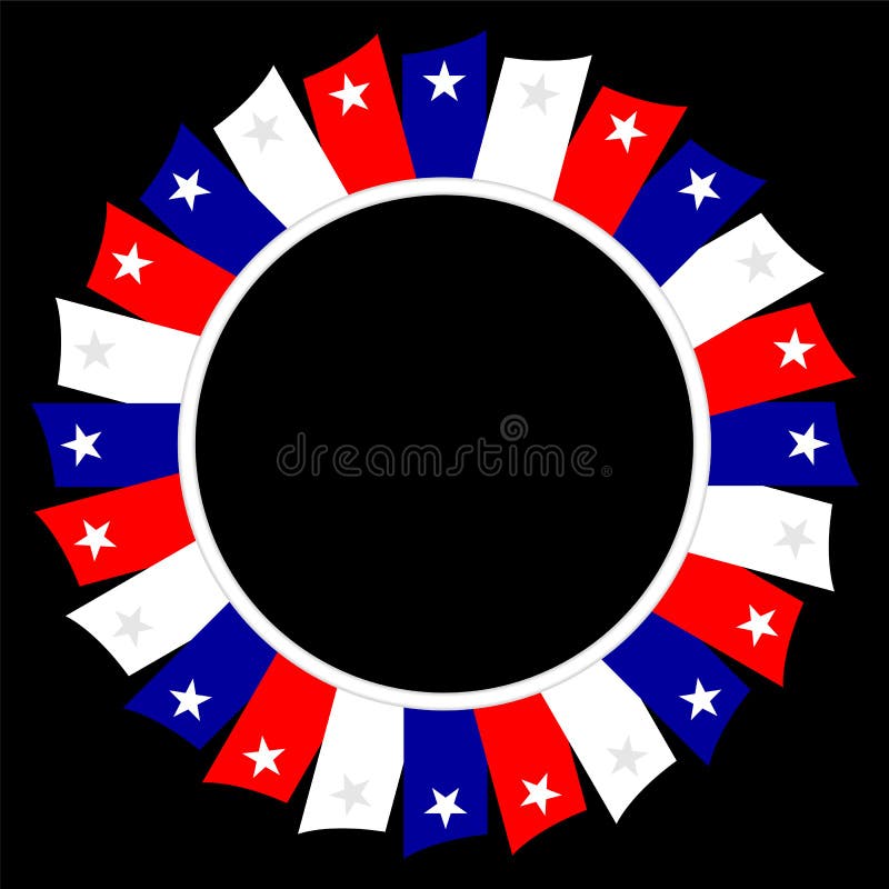 Round Decorative Frame or Logo Sign with American Flag Symbols Stock ...