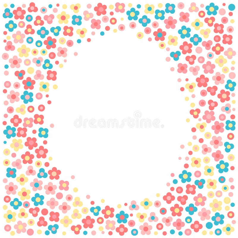 Frame with Tiny Flowers in a Cartoon Style. Stock Vector - Illustration ...
