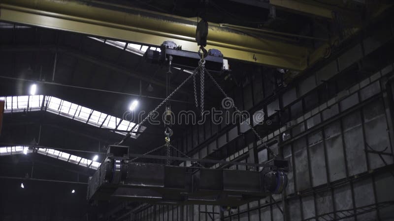 Frame of Train on Plant. Clip. Platform with Train Wheels is Suspended ...