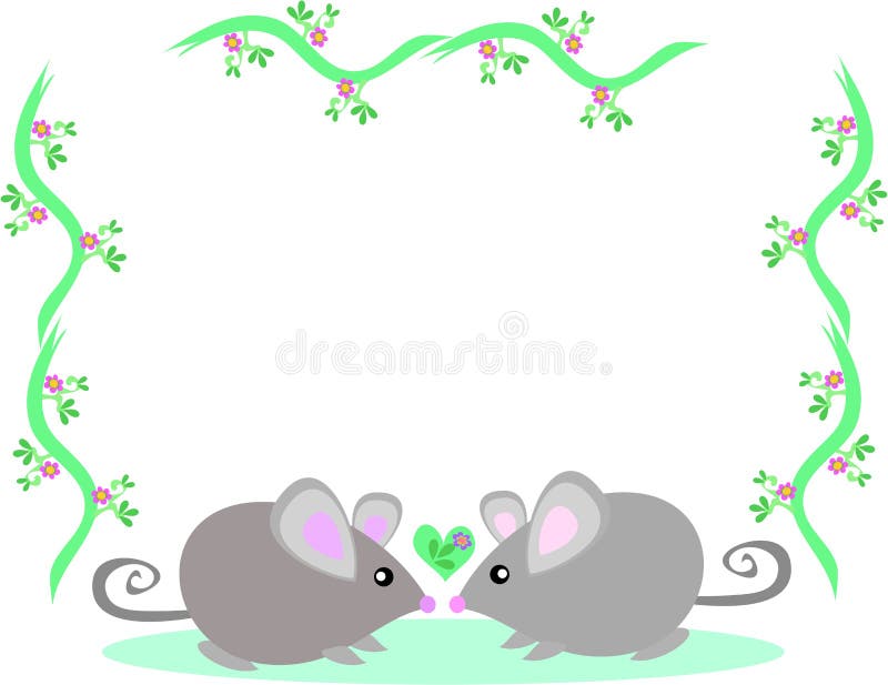 Frame of Two Loving Mice stock vector. Illustration of tail - 10850399