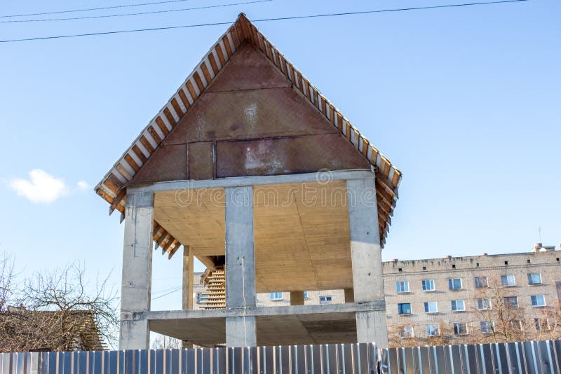 Frame of a Two-storied House Stock Image - Image of frame, columns ...