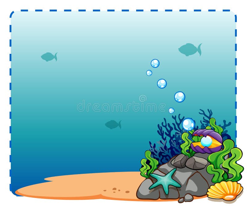 Hand Drawn Ocean Themed Border Frame Stock Illustration - Illustration ...